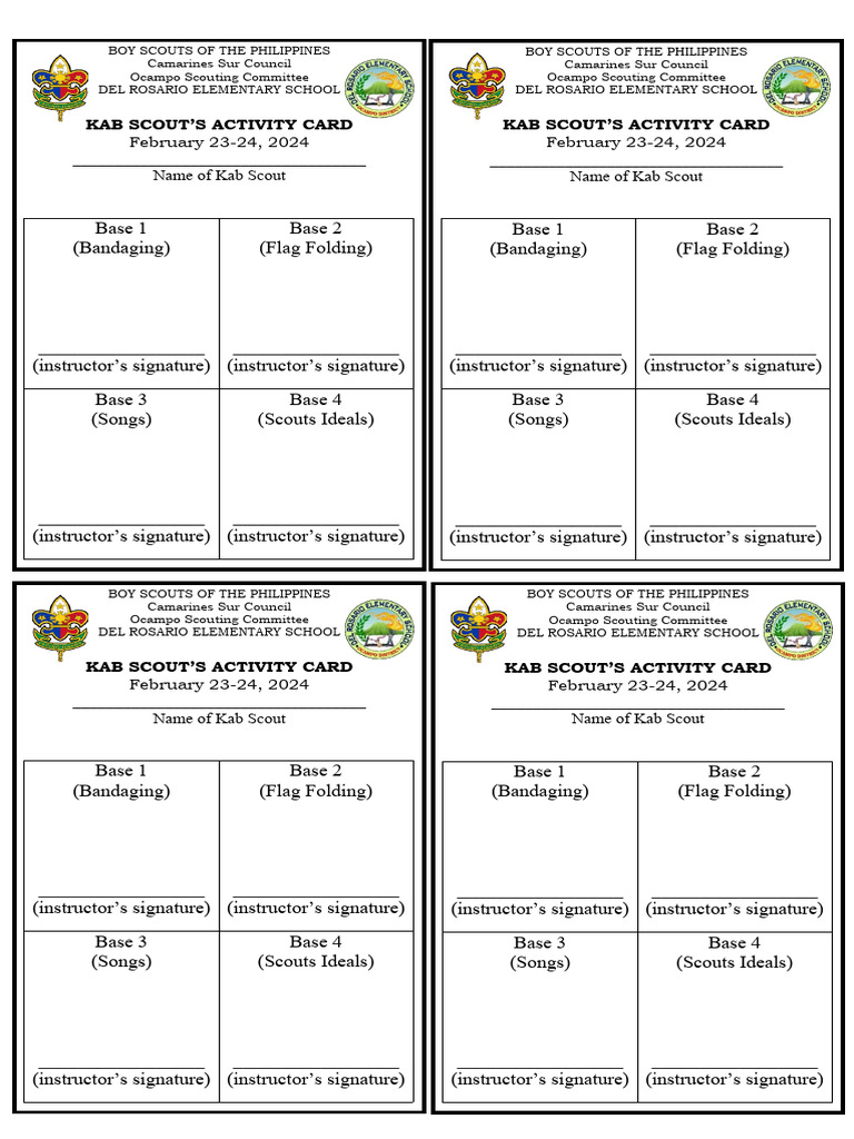 Kab Scout Activity Card Overview | PDF | Girl Guiding And Girl Scouting ...
