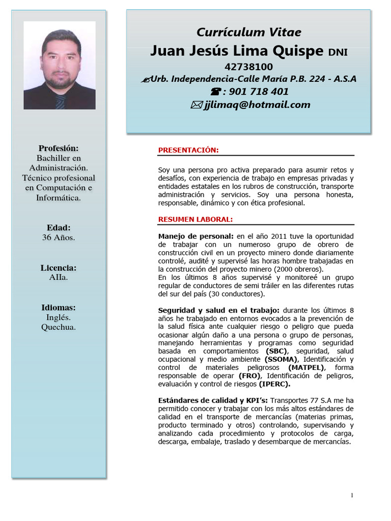 Supervisor de Transporte en Transportes 77 S.A. | PDF | Microsoft ...