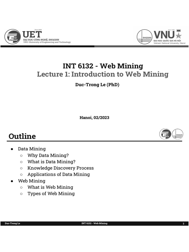 Lecture 1 - Introduction | PDF | Data Mining | World Wide Web
