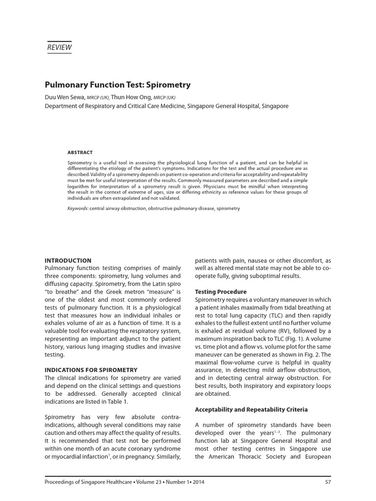 Pulmonary Function Test Spirometry | PDF | Respiratory Diseases ...
