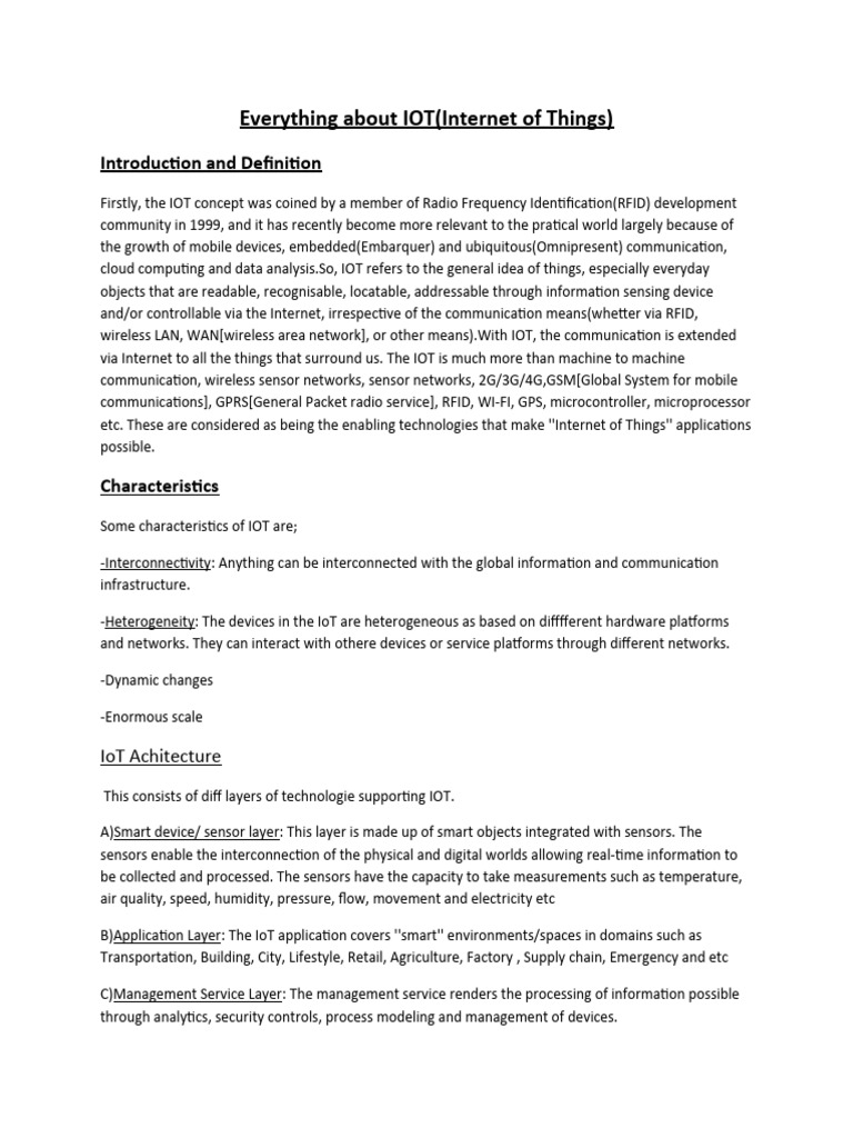 Summary IOT | PDF | Internet Of Things | Computer Network