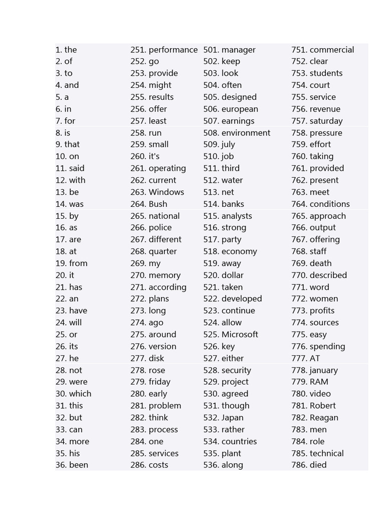 Palabras Frecuentes en Inglés | PDF | Economies