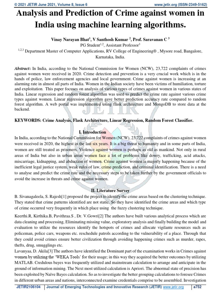 JETIR2106104 | PDF | Dependent And Independent Variables | Linear Regression