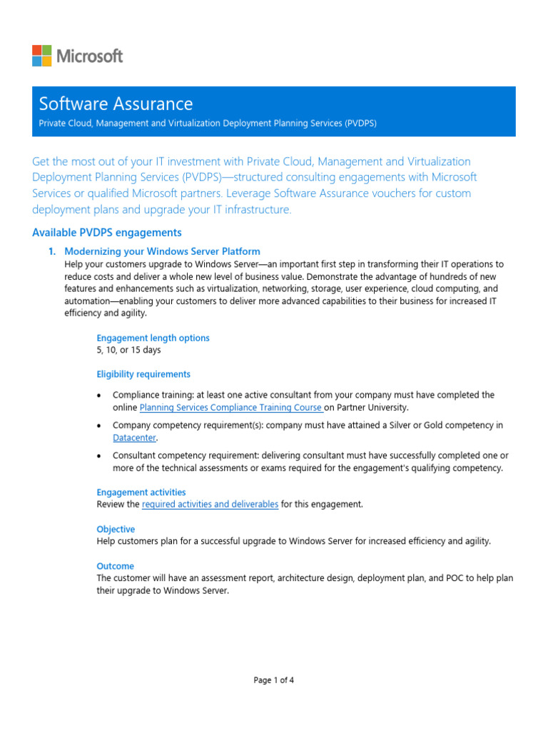 (PVDPS) - Private Cloud Management Virtualization Deployment Planning Services Engagements | PDF ...