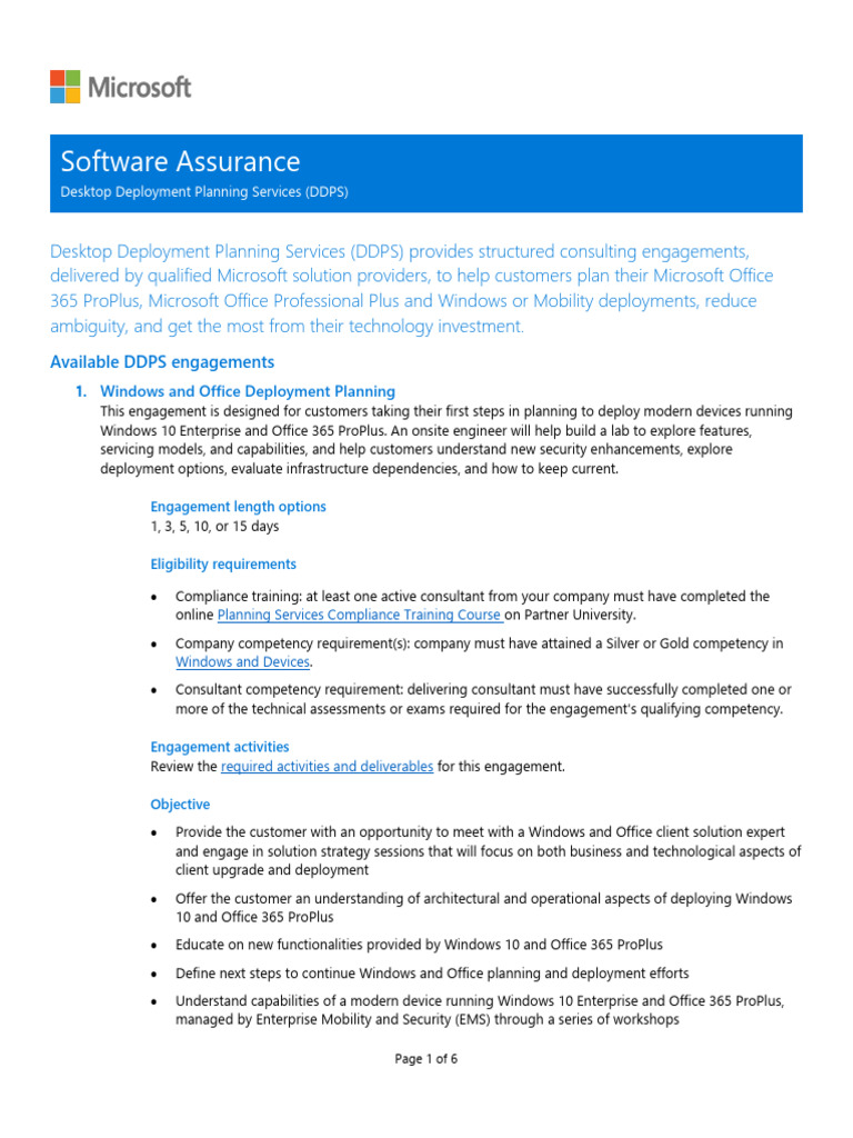(DDPS) - Desktop Deployment Planning Services Engagements | PDF | Microsoft Windows | Windows 10