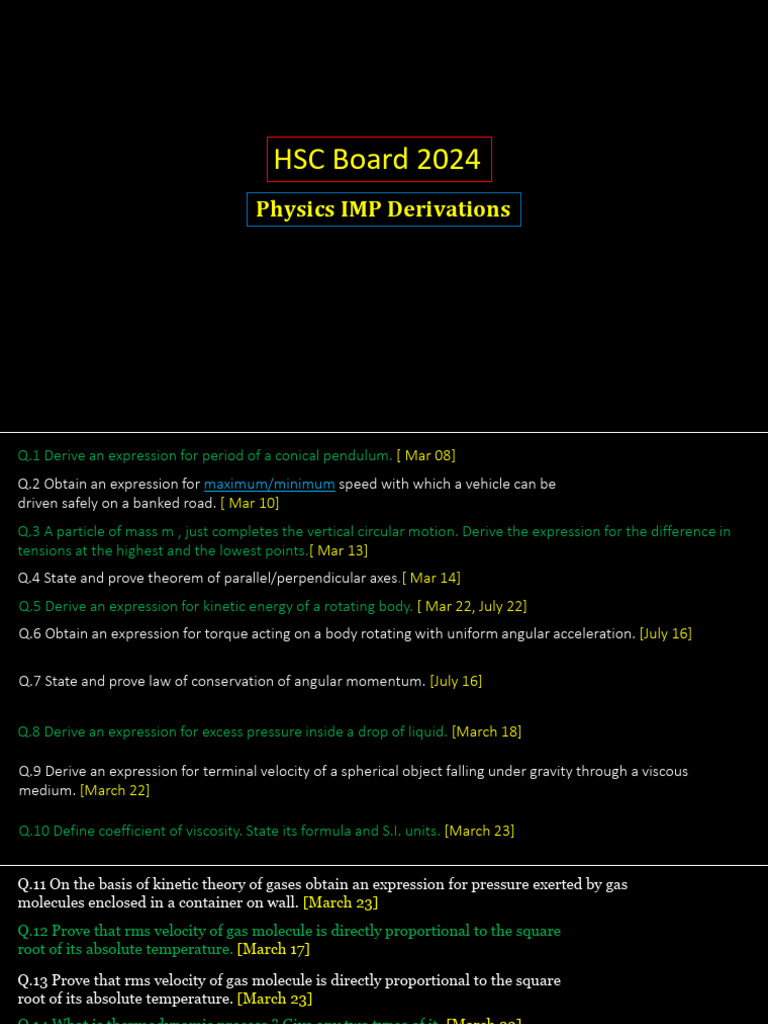 Derivations P1 | PDF | Gases | Waves