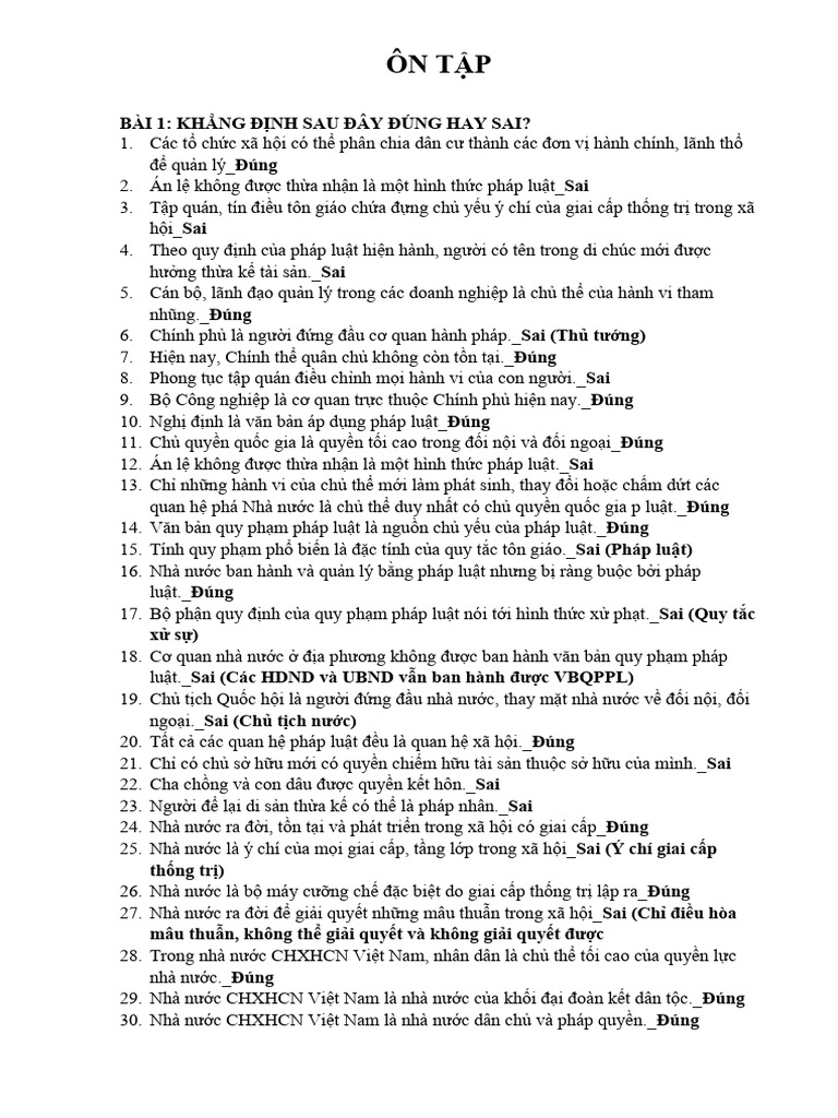 Câu 1 - 2 PLDC | PDF