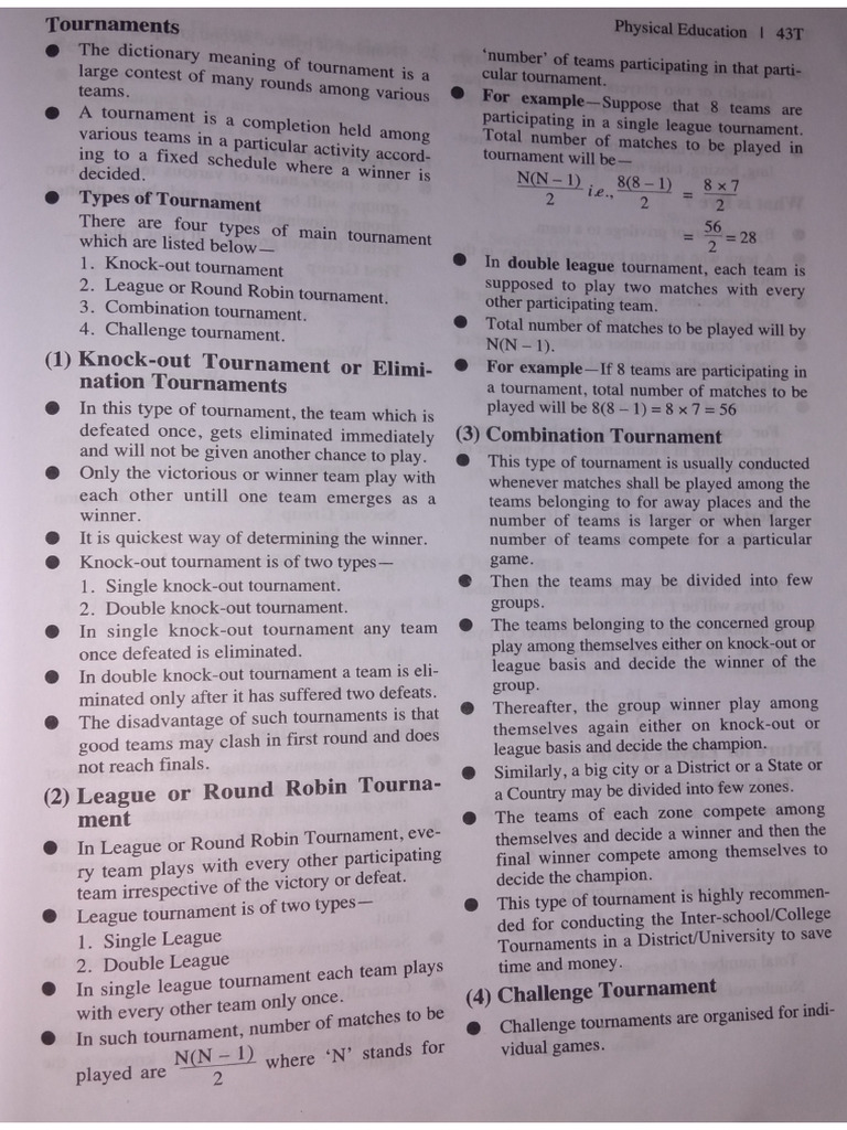 Types of Tournaments e Content | PDF
