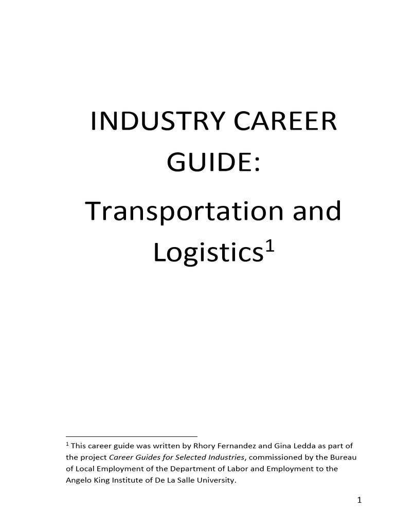 Industry Career Guide: Transportation and Logistics | PDF | Transport ...