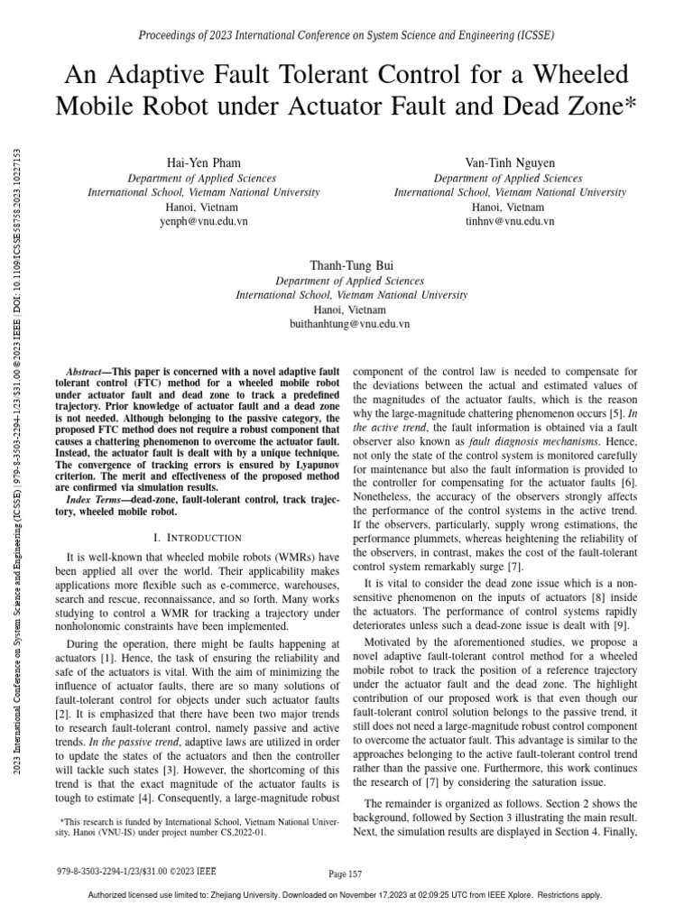 2023-An Adaptive Fault Tolerant Control For A Wheeled Mobile Robot Under Actuator Fau | Download ...