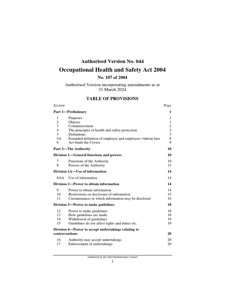 OHS act 2004 | PDF | Occupational Safety And Health | Safety