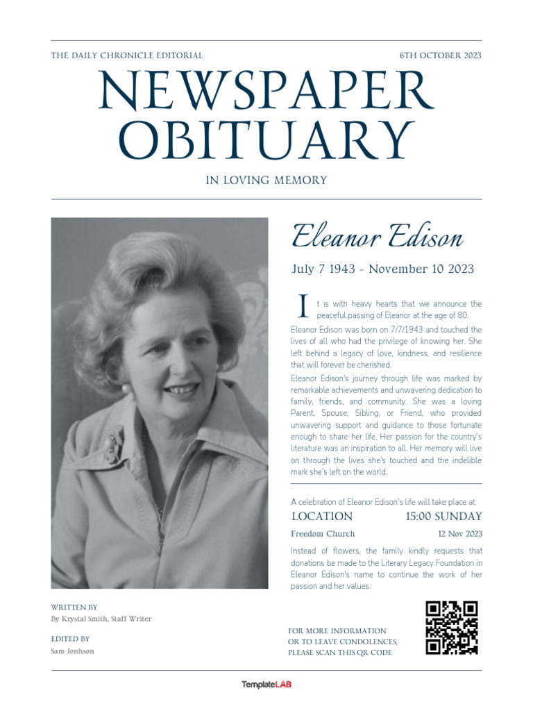 Newspaper Obituary Template | PDF | Newspapers