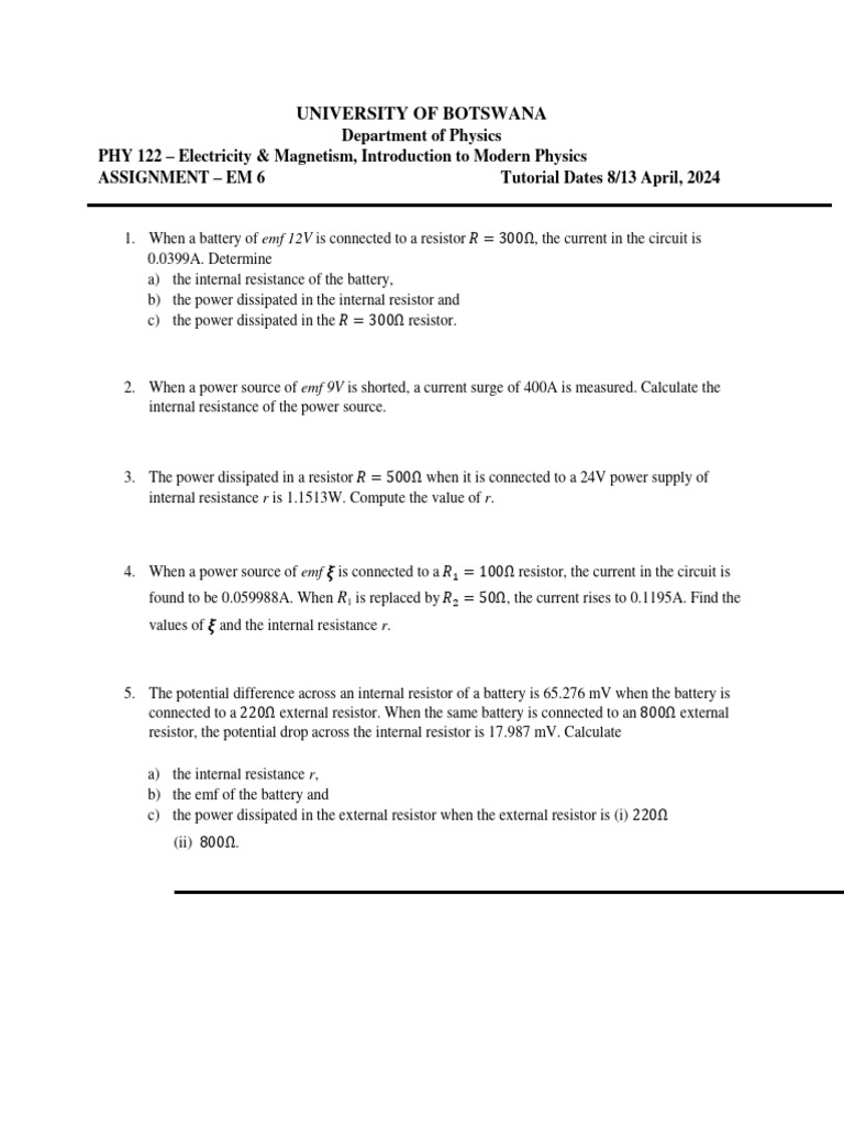 Phy122 Em6 2024 | PDF | Teaching Methods & Materials