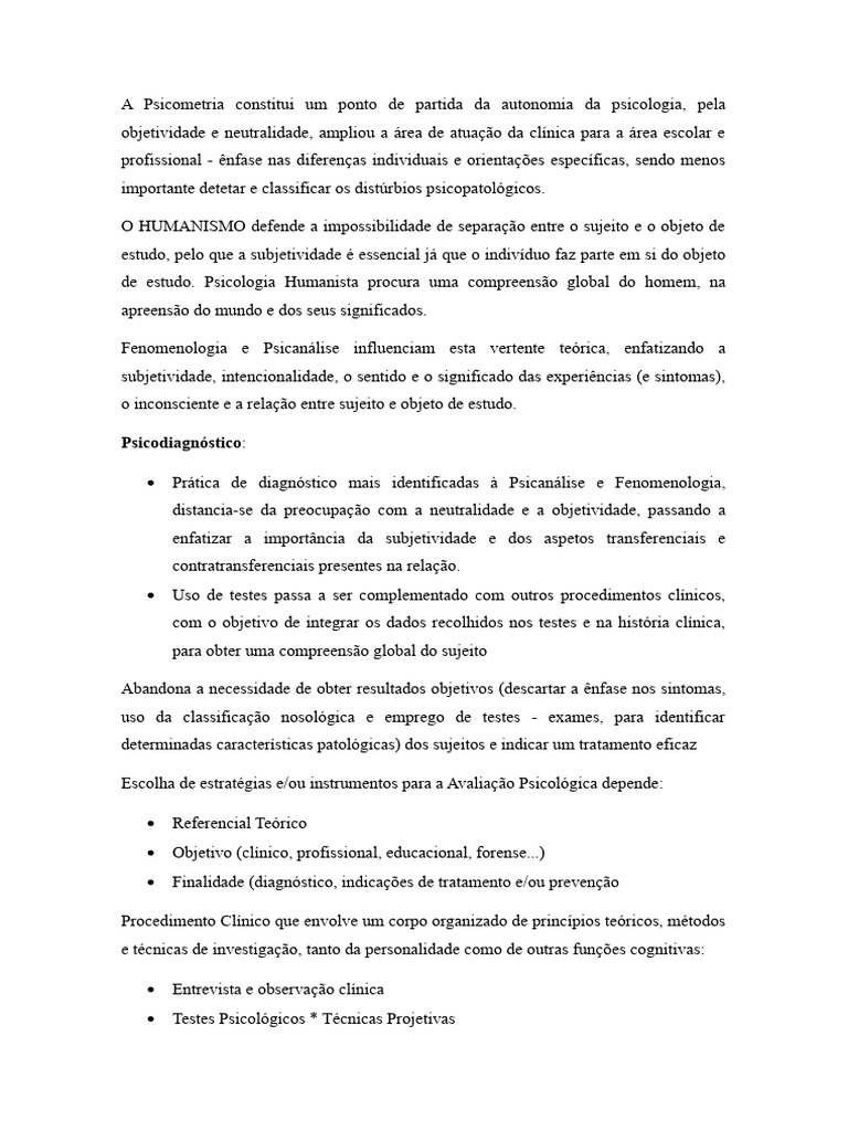 Aula 1 | Download grátis PDF | Psicologia | Avaliação psicológica