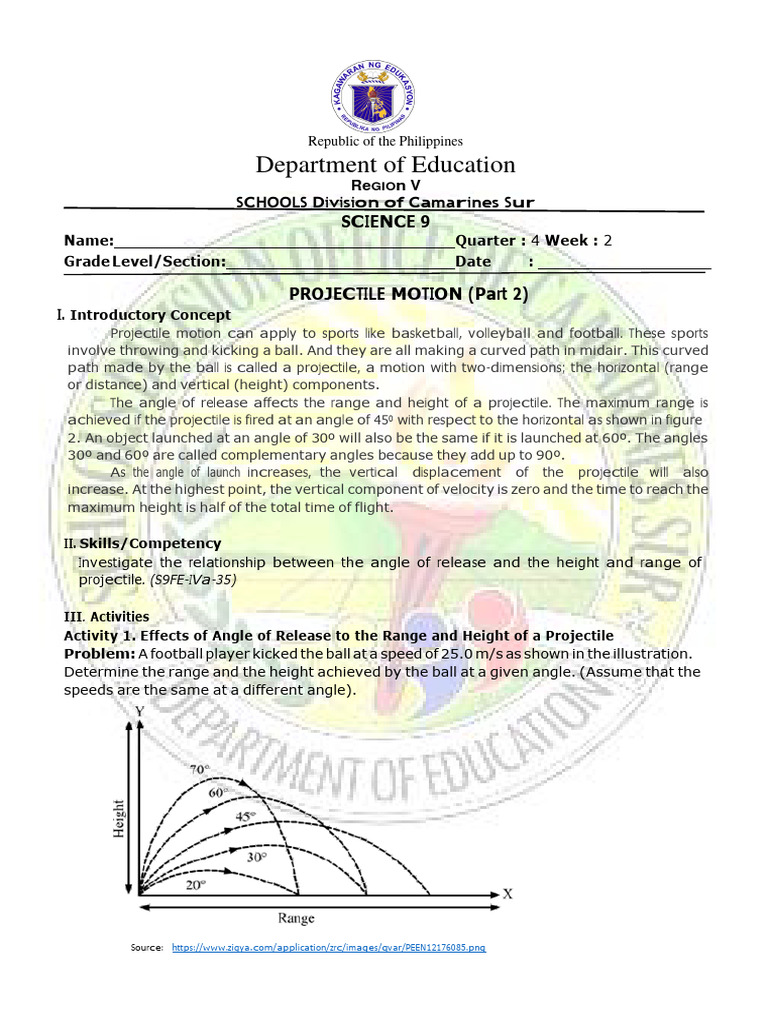 2 9 LAS Q4 Week 2 Projectlie Motion Part 2 Hosana Finaledited | PDF ...