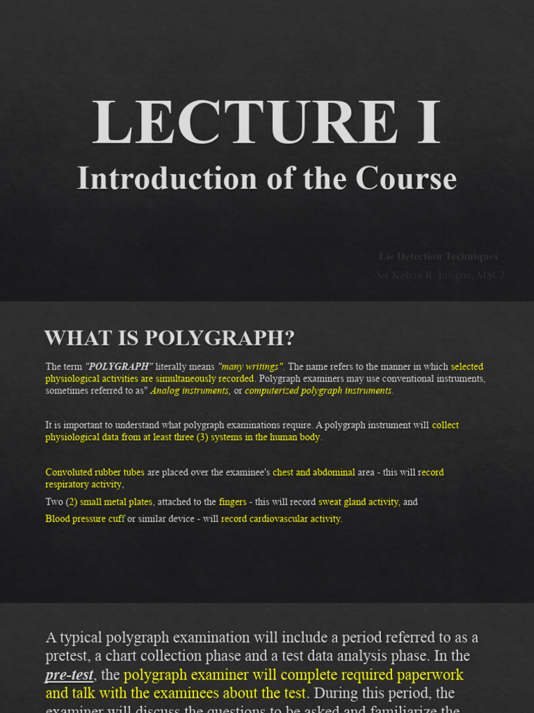 LECTURE I Introduction of The Course | Download Free PDF | Polygraph