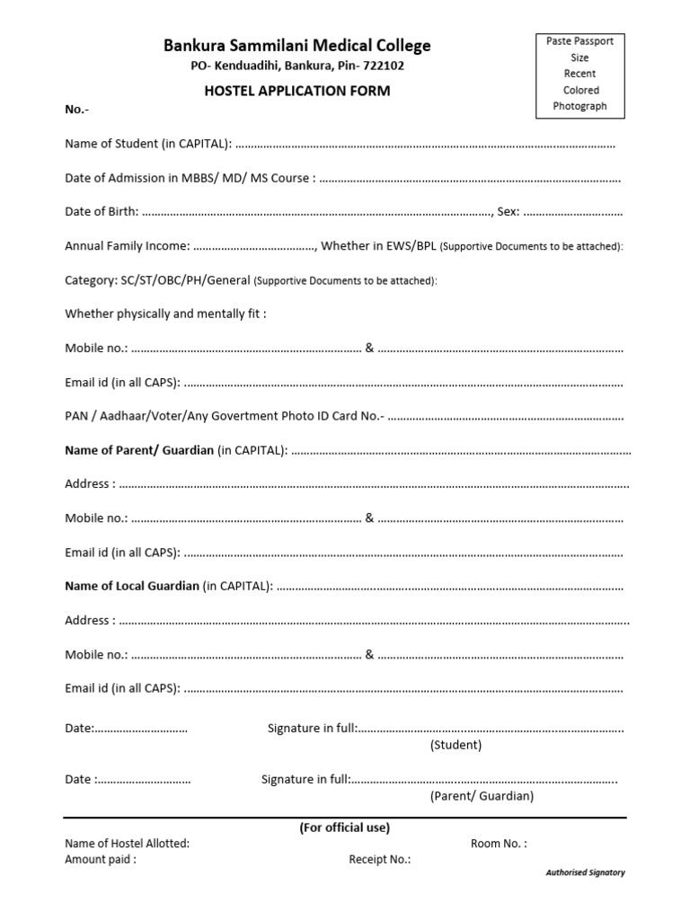 Hostel Application Form | PDF | Justice | Crime & Violence