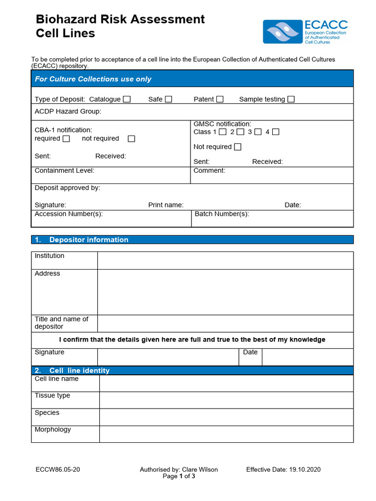 eccw8605-20-biohazard-risk-assessment-cell-lines | PDF | Cell Culture ...