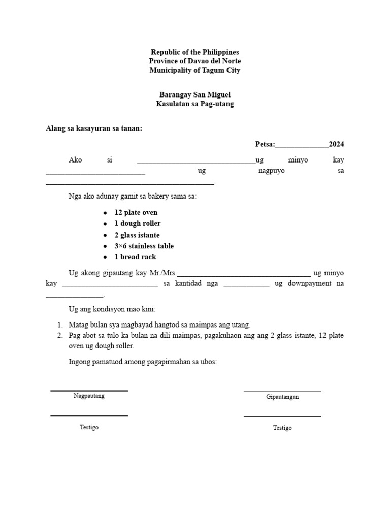 Cebuano Contract | PDF
