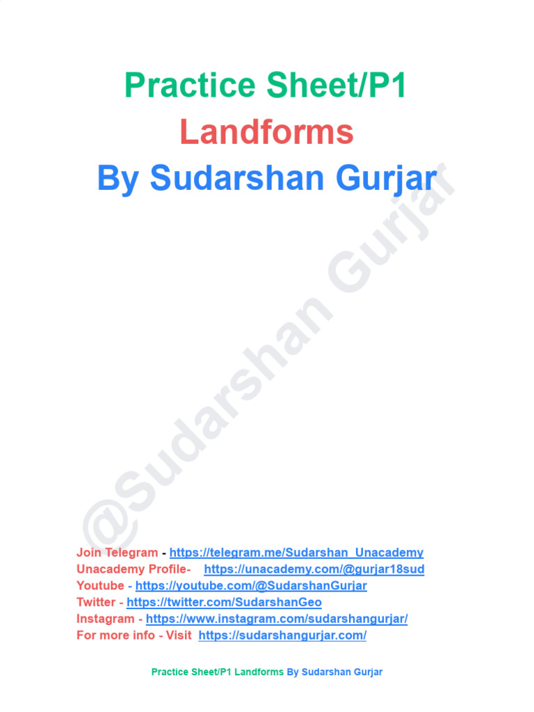 UPSC Landforms Practice Sheet | PDF | River Delta | River