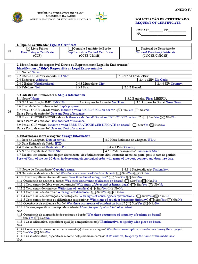 Free Pratique Request - PORT HEALTH | PDF