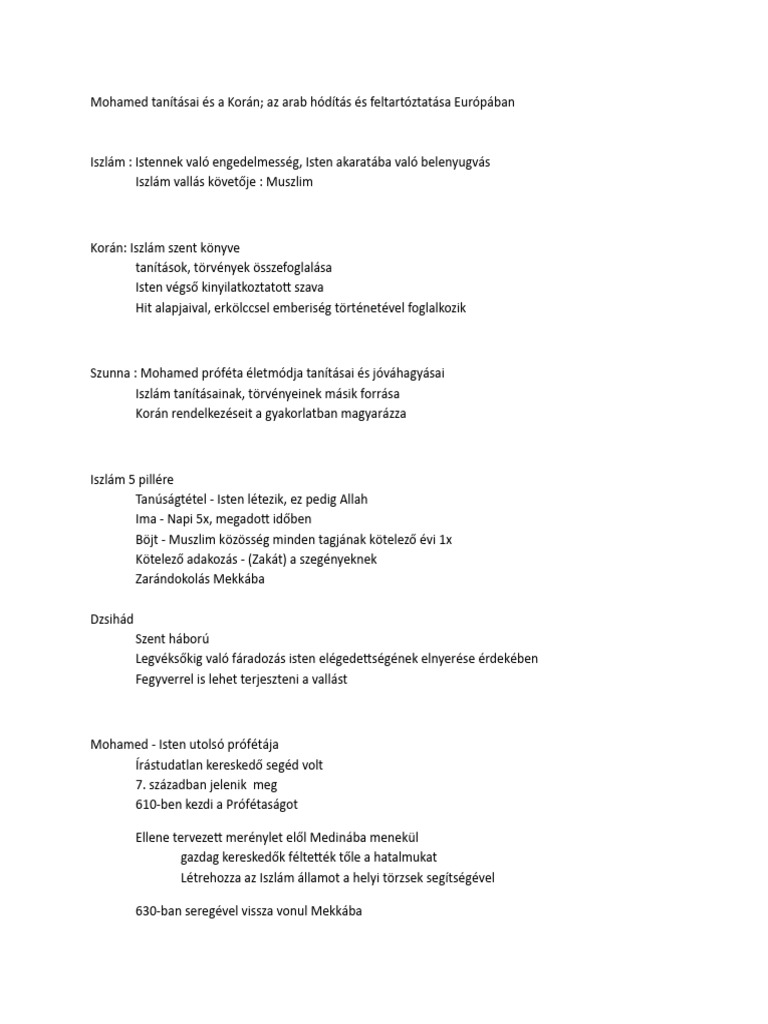Mohamed Tanításai És A Korán Az Arab Hódítás És | PDF
