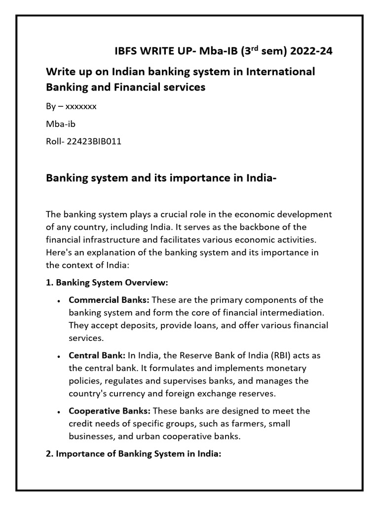 Ibfs Write Up | PDF | Reserve Bank Of India | Banks Ibfs Write Up | PDF | Reserve Bank Of India | Banks