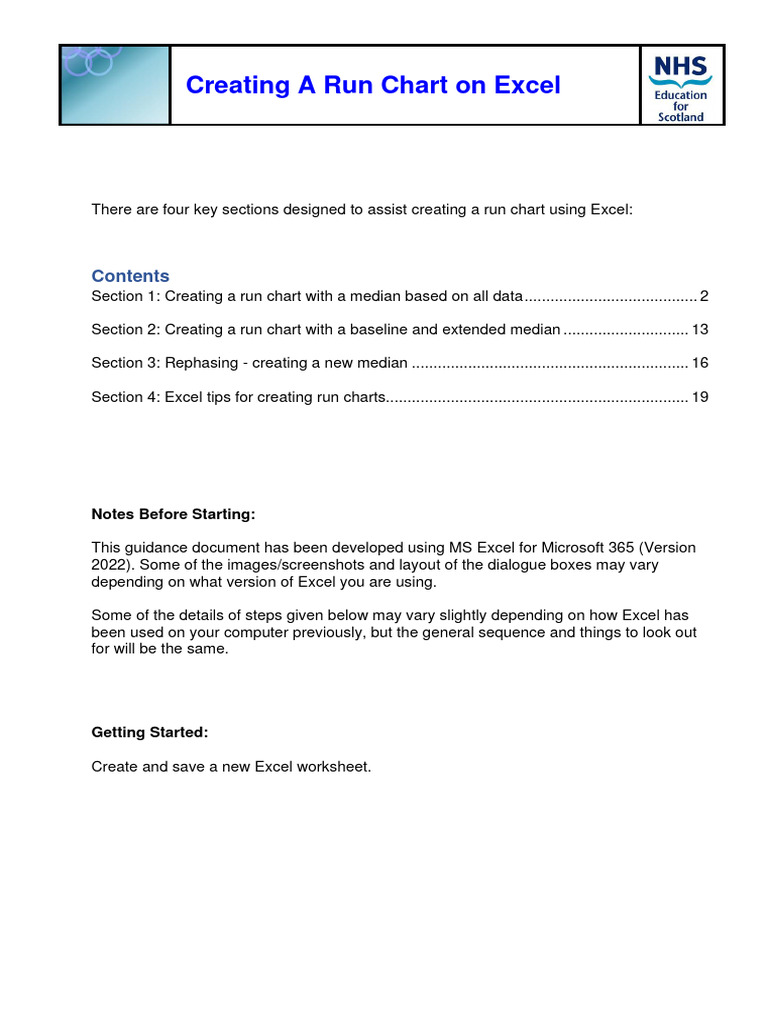 Creating A Run Chart On MS Excel How To Guide Aug 22 v1.0 | Download Free PDF | Microsoft Excel ...