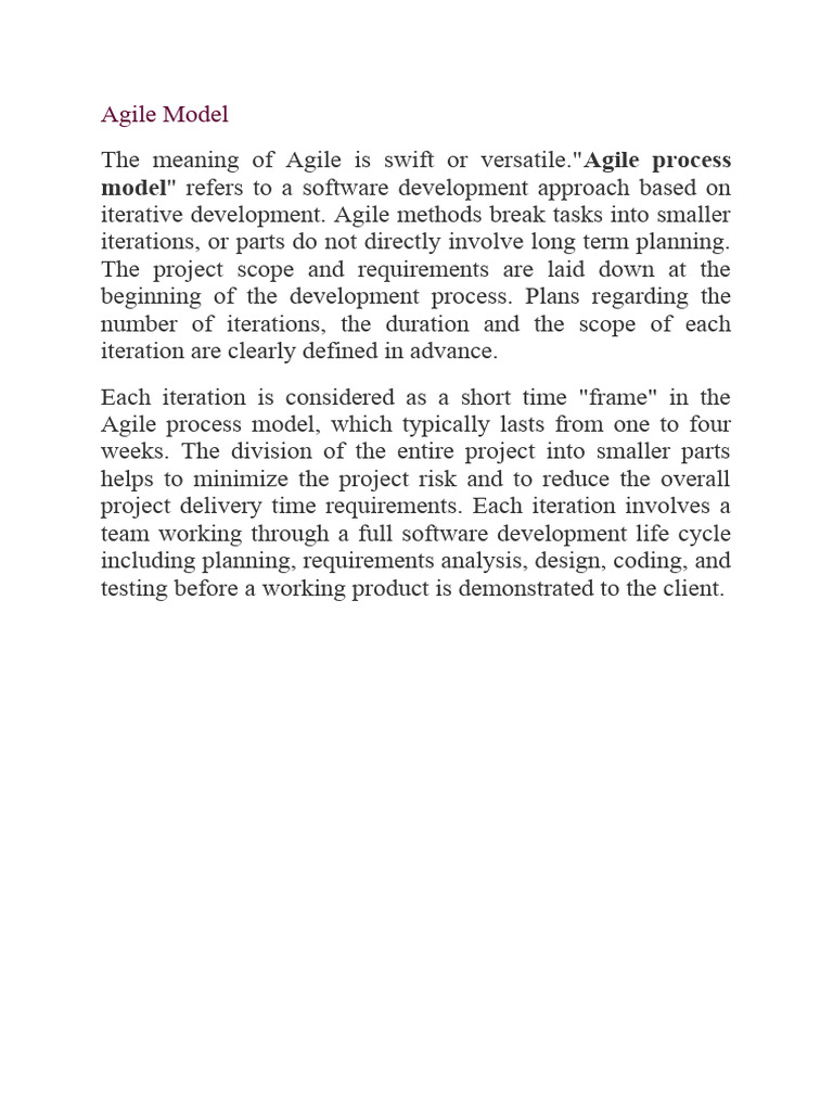 Agile Model Pdf Scrum Software Development Agile Software Development