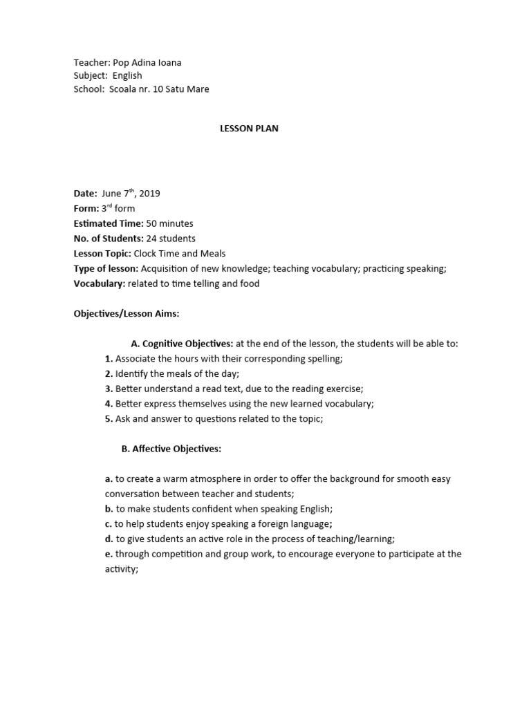 Lesson Plan 2019 | PDF | Vocabulary | Lesson Plan