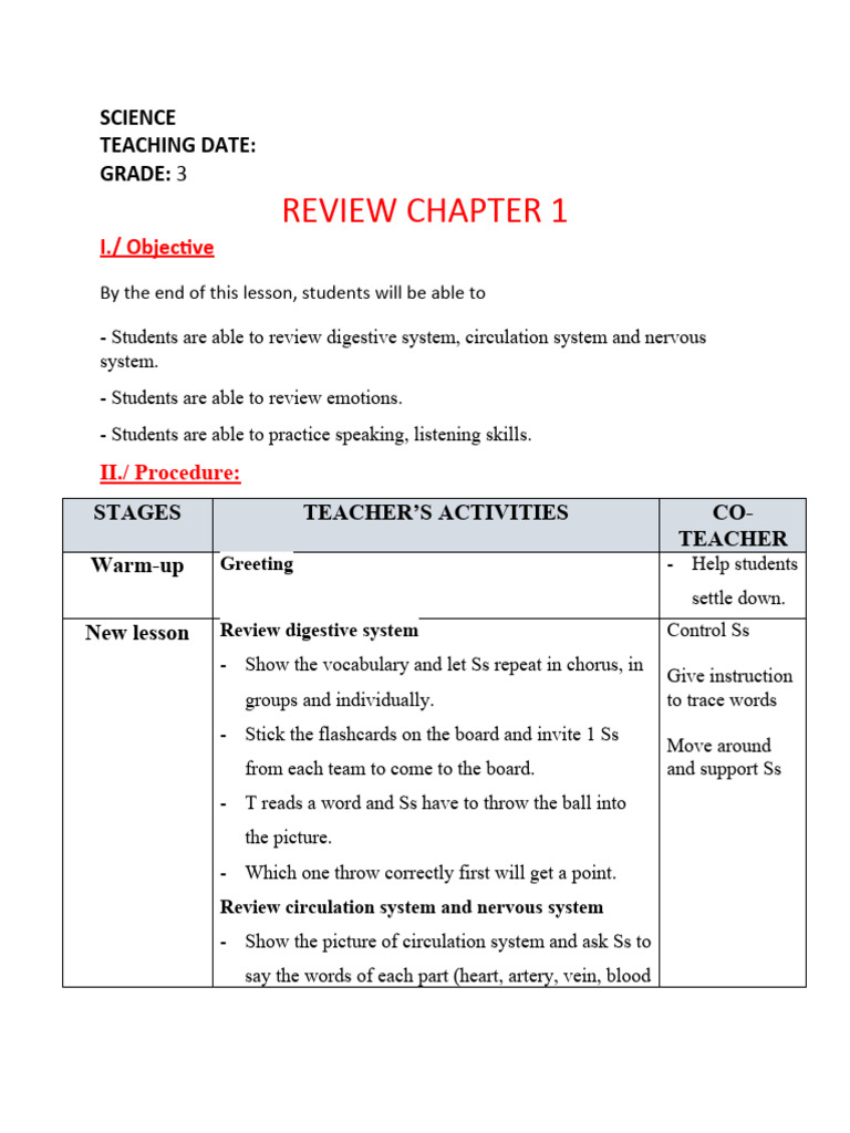 Review Chapter 1: I./ Objective | PDF | Heart | Medical Specialties