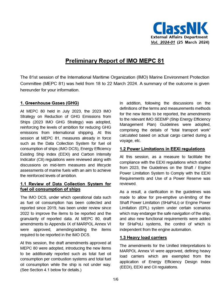 MEPC.81 - ClassNK Sume | PDF | Human Impact On The Environment | Environmental Issues