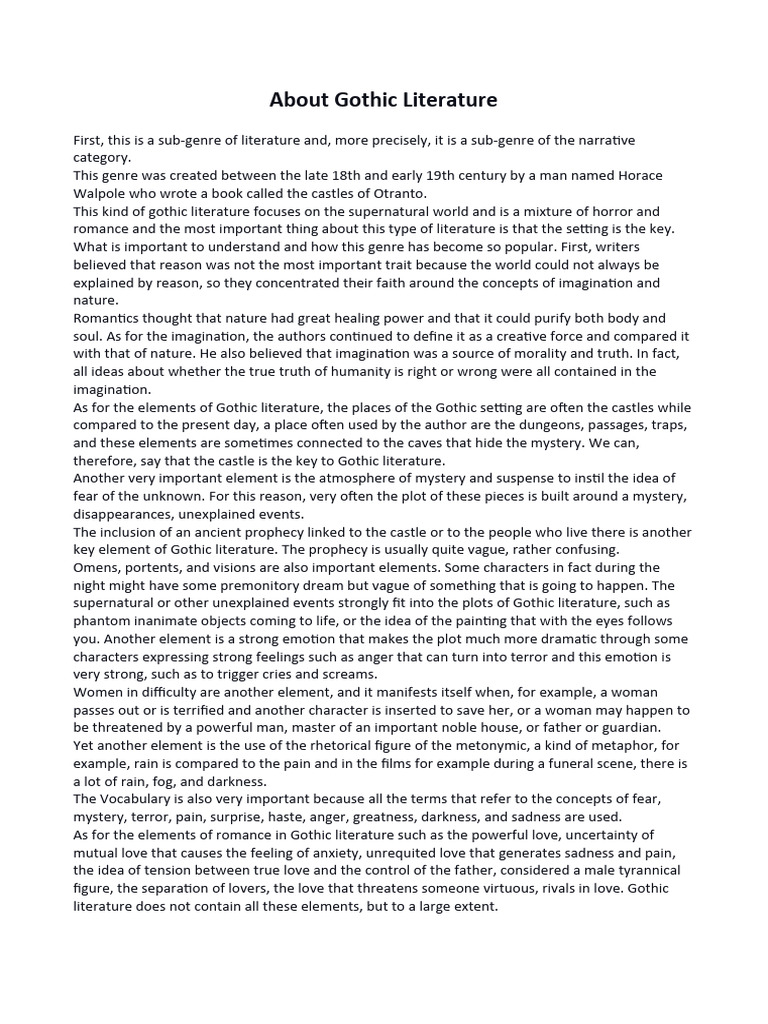 Gothic Literature | PDF | Gothic Fiction | Genre