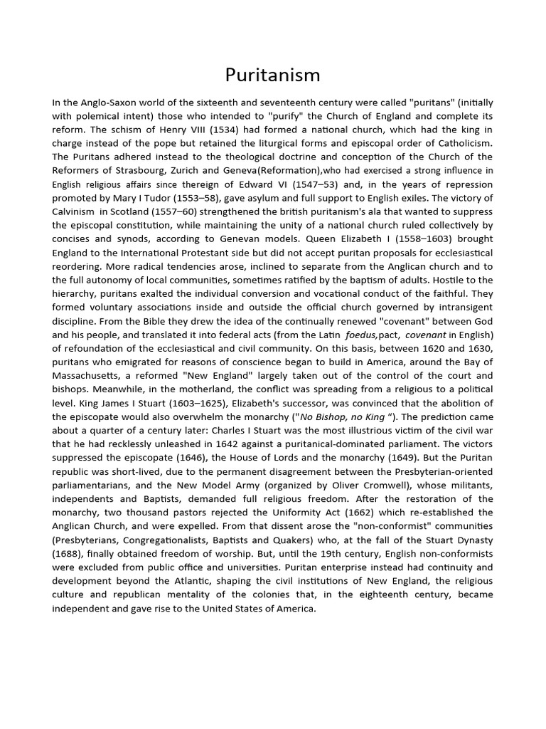 Puritanism | PDF | Puritans | Anglicanism