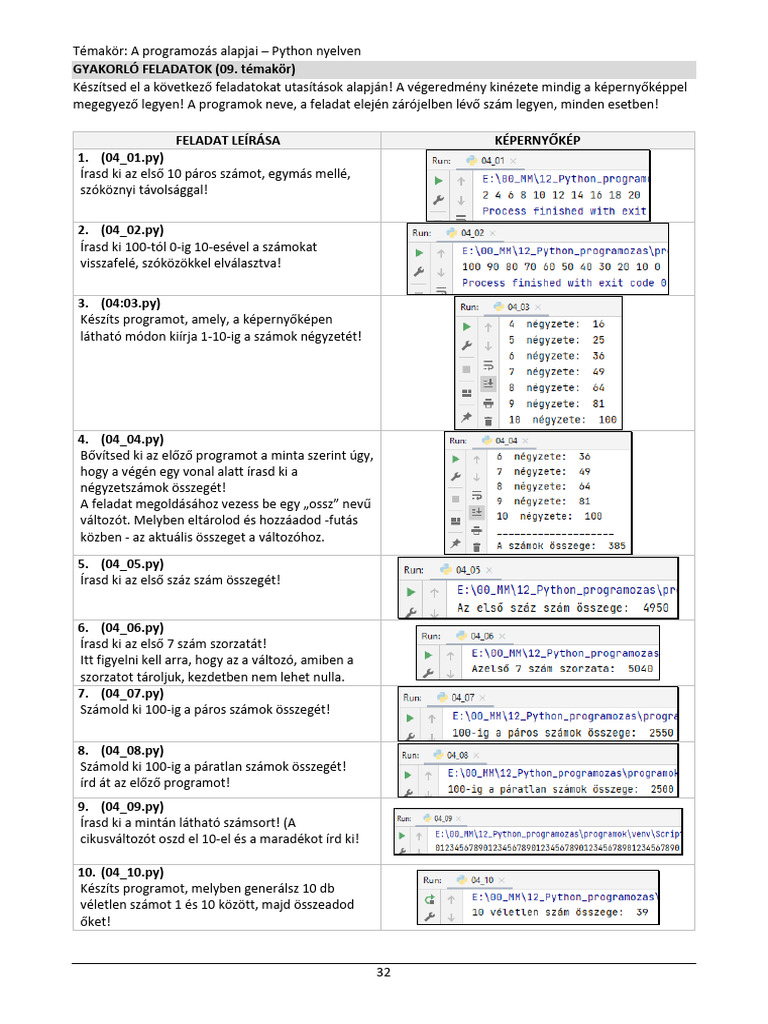 12 Python 13 For Gyak | PDF