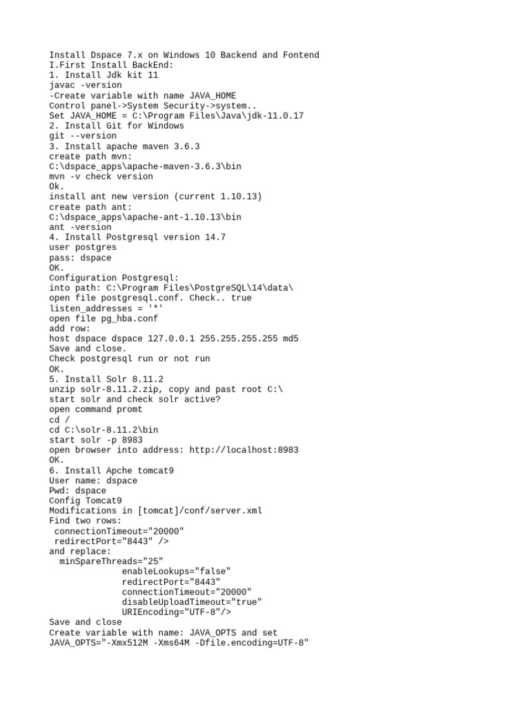 Install Dspace 7 On Windows | PDF | Superuser | Postgre Sql