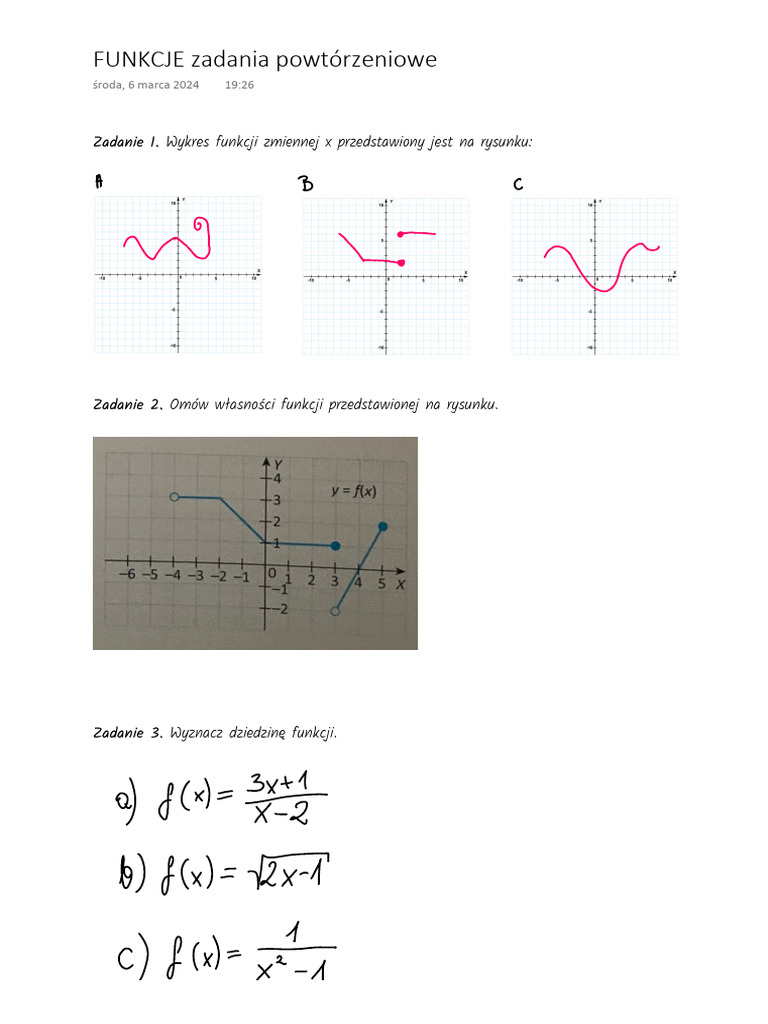 Funkcje Powtórzenie | PDF