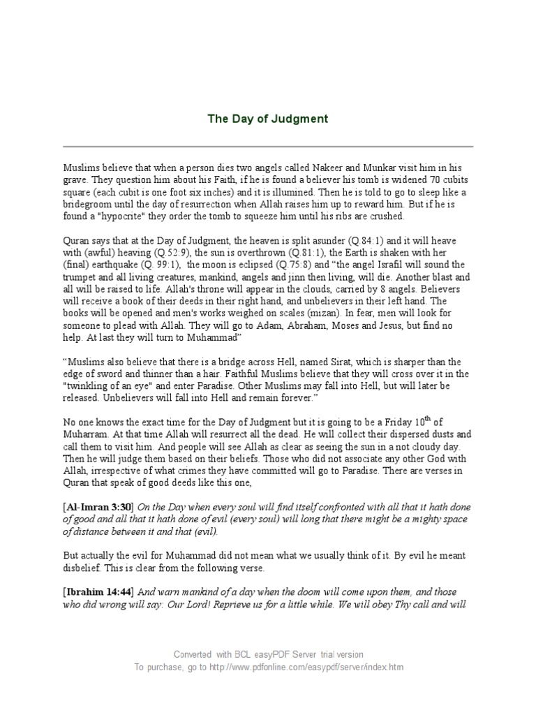 Day of Judgement | PDF | Last Judgment | Heaven