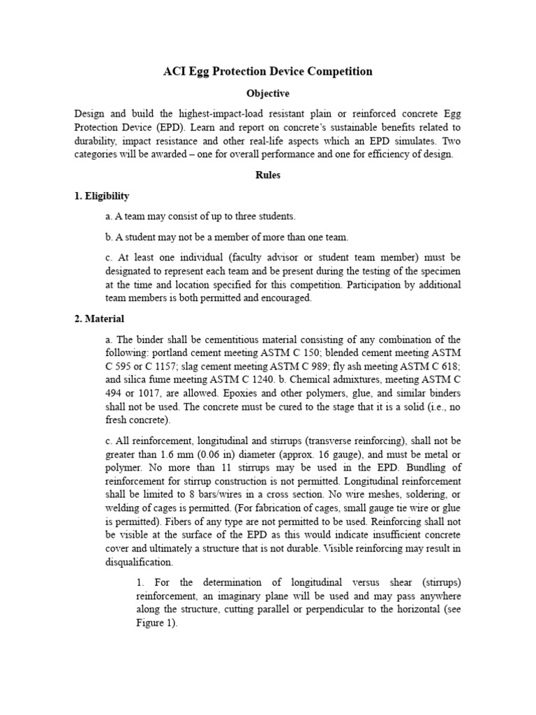ACI Egg Protection Device Competition | PDF | Concrete | Cement