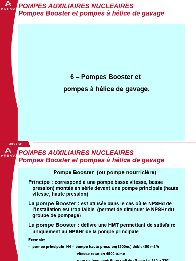 Cours Pompes Auxiliaires (2e Partie) | PDF | Pompe | Puissance (physique)