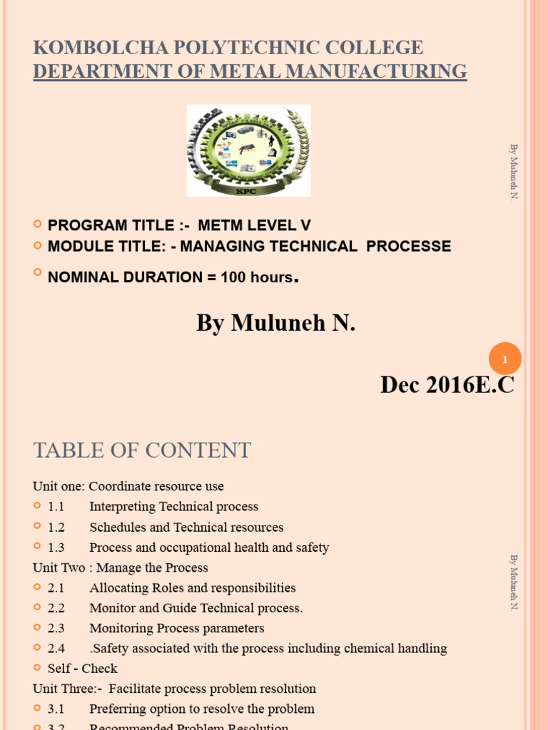 Manage Technical Process Pdf Ph Personal Protective Equipment