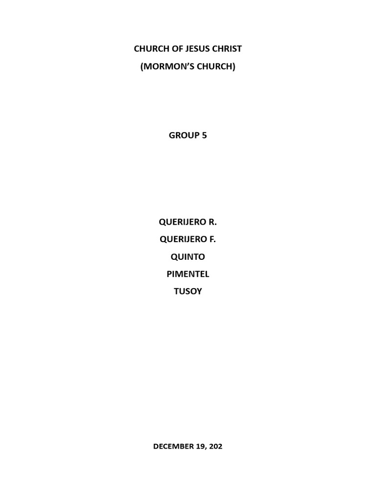 Church of Jesus Christ | PDF | The Church Of Jesus Christ Of Latter Day ...