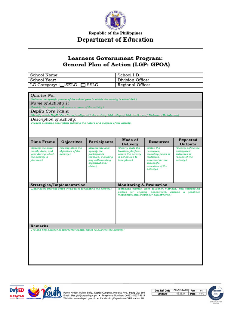 LGP Gpoa Template | PDF | Monitoring And Evaluation