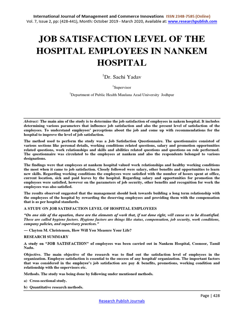 Job Satisfaction Level-8221 | Download Free PDF | Job Satisfaction ...