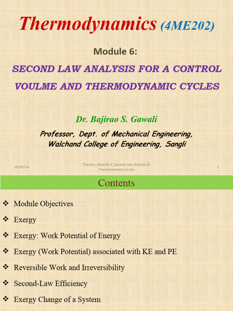 BSG ETD Cengel Boles Chapter Module 6 Second Law Analysis Cycles Part 3 | PDF | Exergy | Second ...