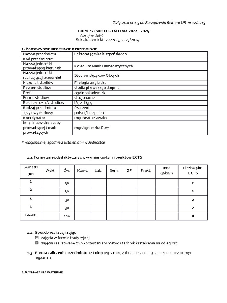 Lektorat Jezyk Hiszpanski | PDF