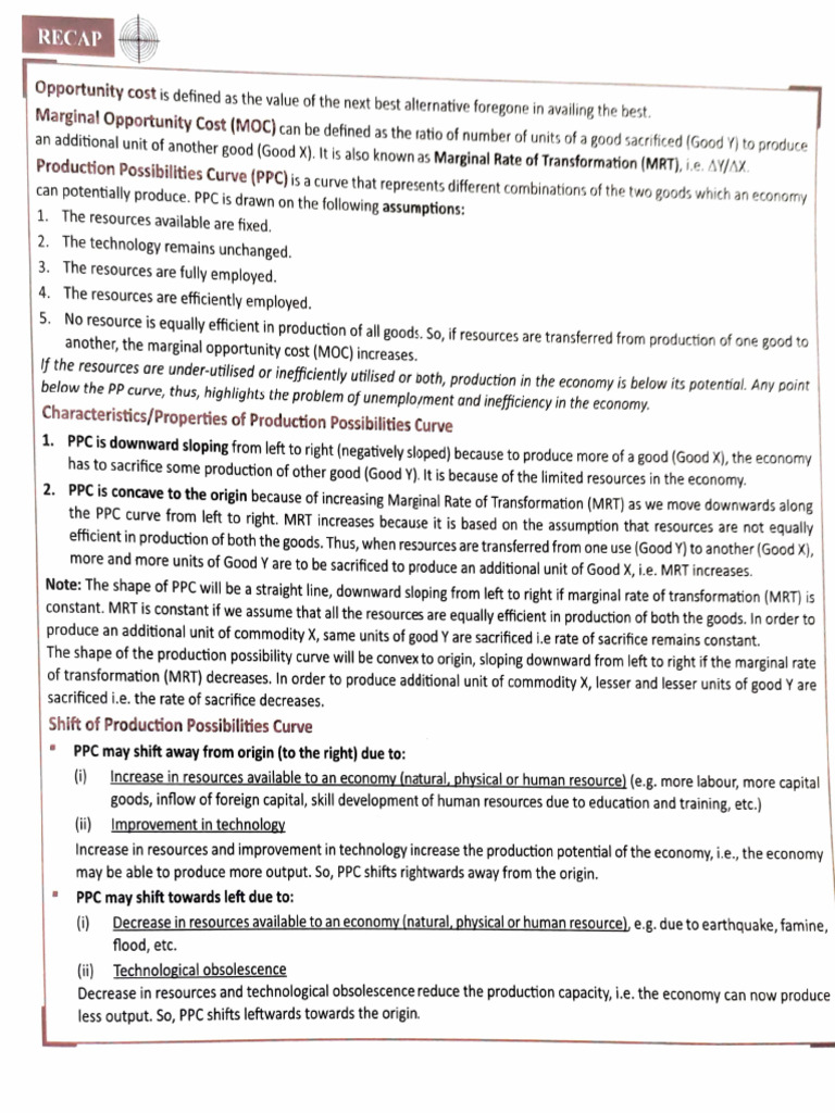 CH 1 Worksheet Economics Xi | PDF | Economies | Microeconomics