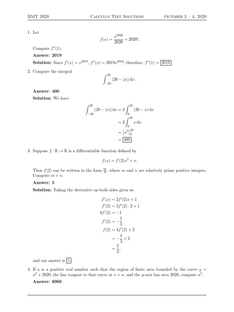 Calculus Solutions | PDF | Tangent | Geometry
