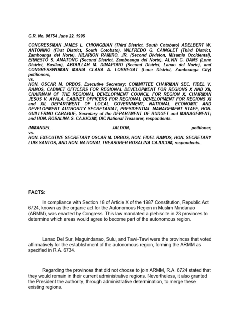 Supreme Court Ruling on ARMM Reorganization | PDF | Constitutional Law ...