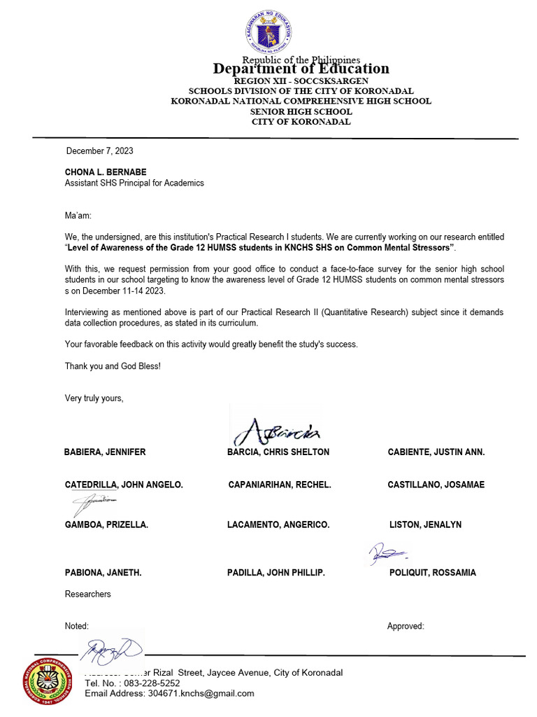 Letter To The Principal Draft | PDF